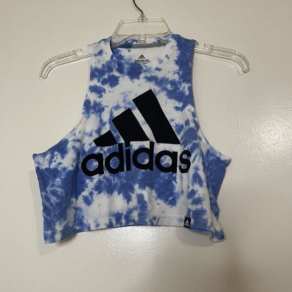 adidas | Tops | Adidas Tie Dye Blue Logo Musclecropped Tank Top Size Xs ...